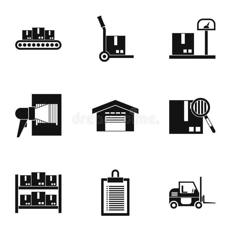 Shipping Icons Set, Simple Style Stock Vector - Illustration of ...