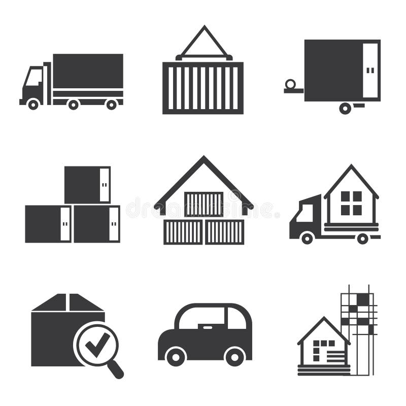 Shipping Box Icons, Carton Box Symbol Stock Illustration - Illustration ...