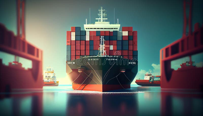 Shipping Industry Carries Cargo Containers by Nautical Vessels ...