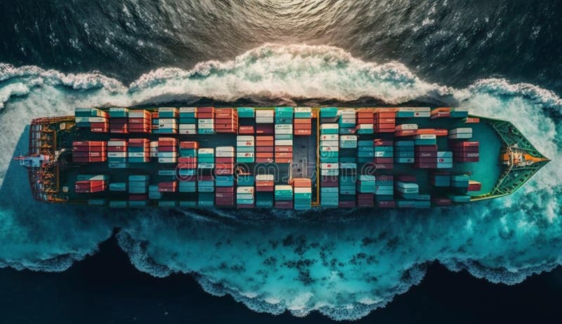 Shipping Industry High Angle View of Cargo Containers Generated by AI ...