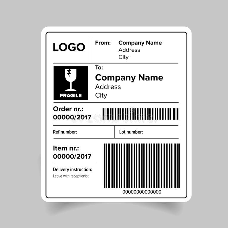 Shipping Label Barcode Template Stock Vector - Illustration of stamp ...