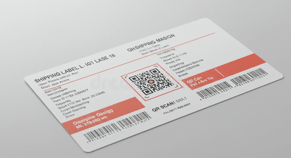 A Shipping Label Featuring a QR Code, Barcodes, and Text Sections. the ...