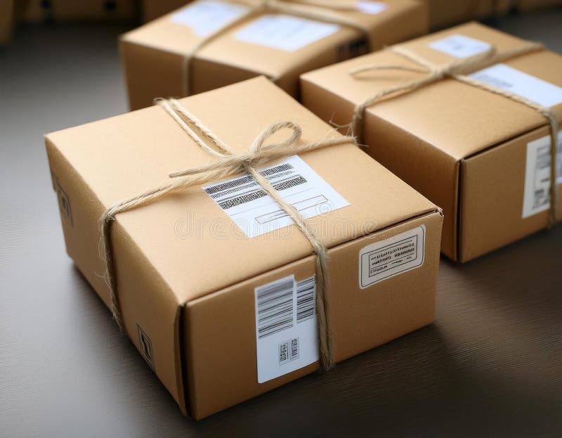 Shipping Labels on Packages, Representing Logistics, Delivery, and ...