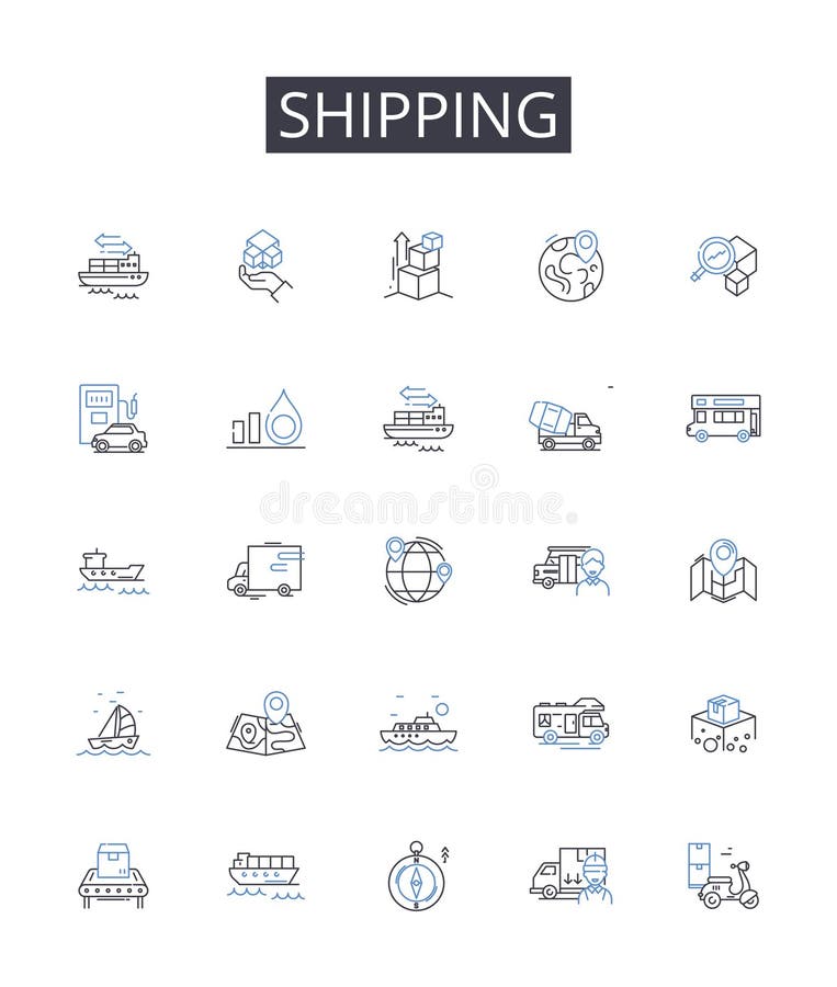 Shipping Line Icons Collection. Automation, Digitization, Efficiency ...