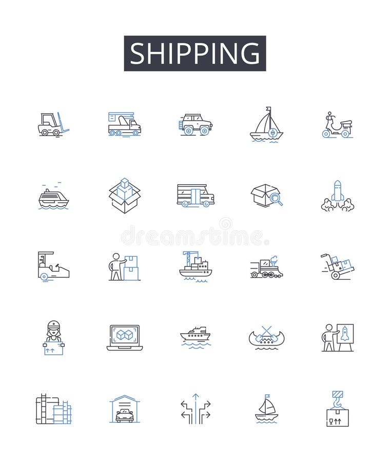 Shipping Line Icons Collection. Delivery, Freight, Transporting ...
