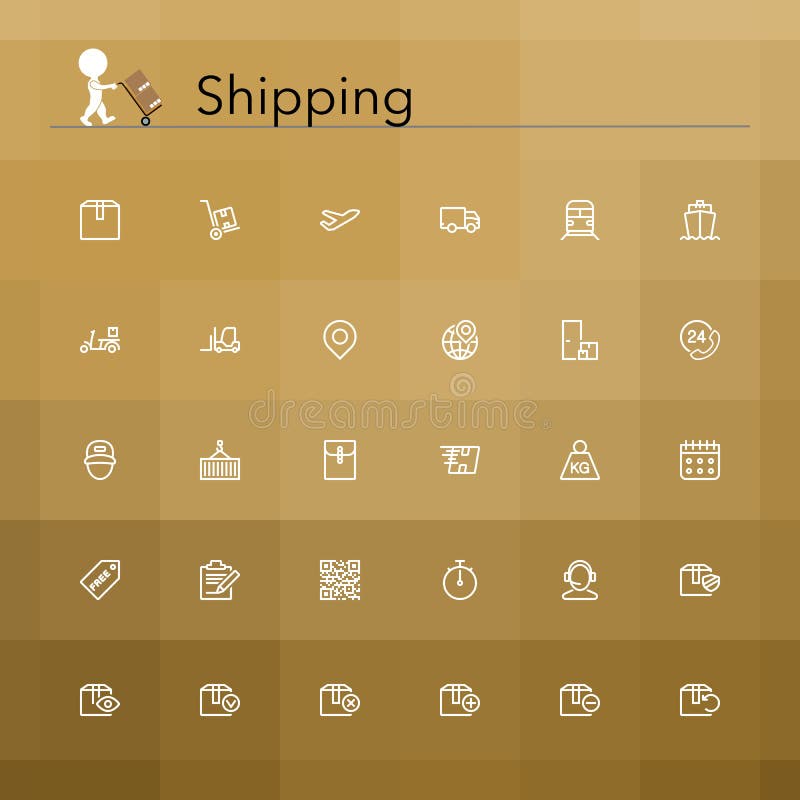 Shipping Line Icons stock vector. Illustration of delivery - 44055879