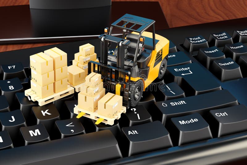 Shipping and Logistics Concept. Computer Keyboard with Parcels a Stock ...