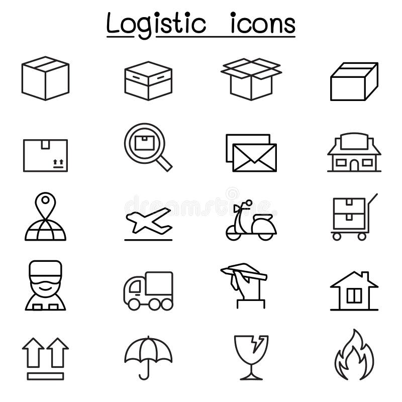 Logistic & Delivery Icons Set in Thin Line Style Stock Vector ...