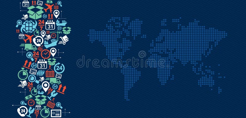 Shipping Logistics World Map Icons Splash Illustra Stock Vector ...