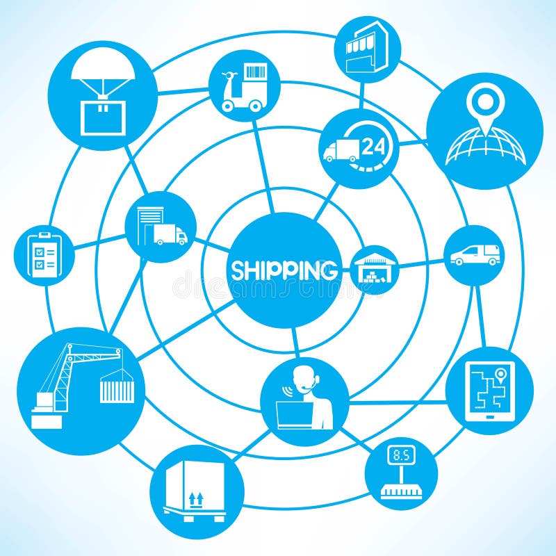 Shipping management icons stock illustration. Illustration of factory ...