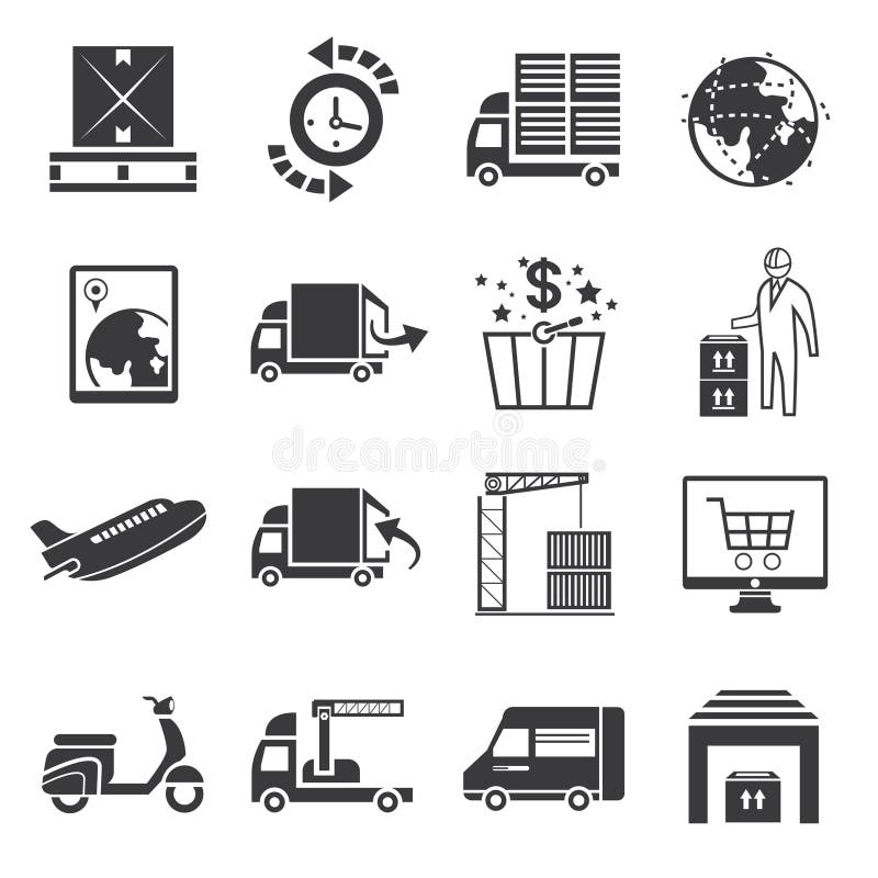 Shipping management icons stock illustration. Illustration of factory ...