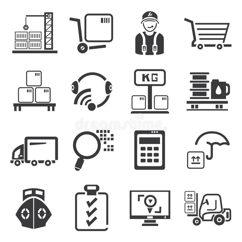 Shipping management icons stock illustration. Illustration of factory ...