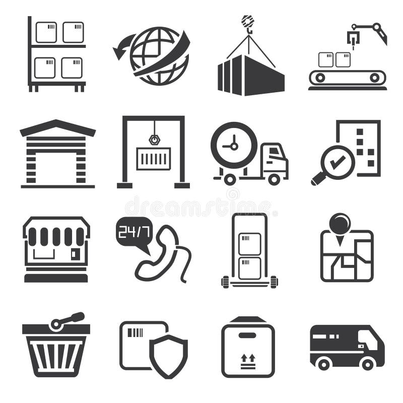 Shipping management icons stock illustration. Illustration of factory ...