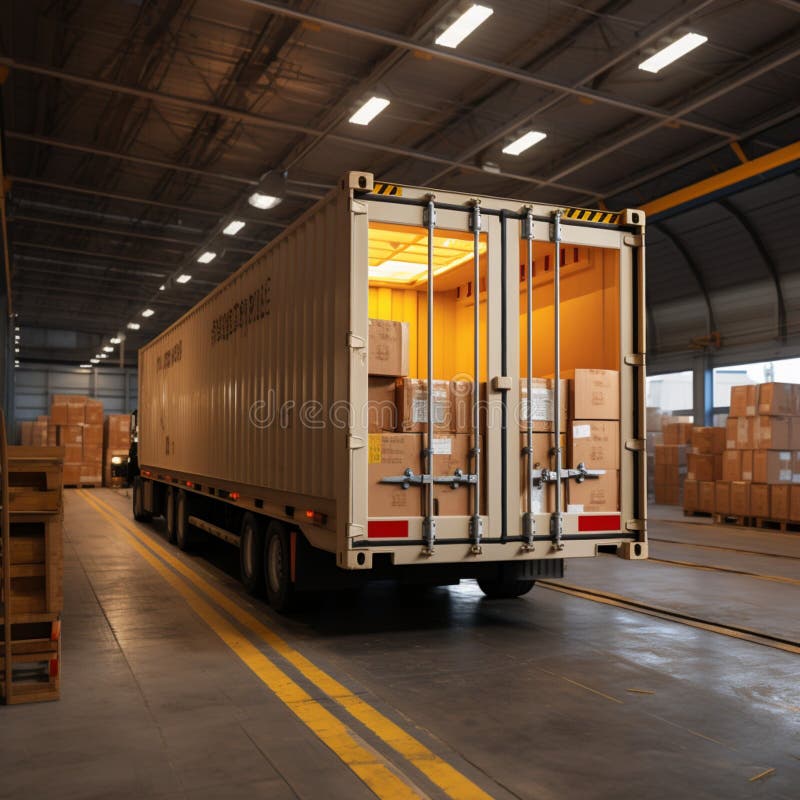 Shipping Mode Cargo Container Transportation in the Warehouse for ...