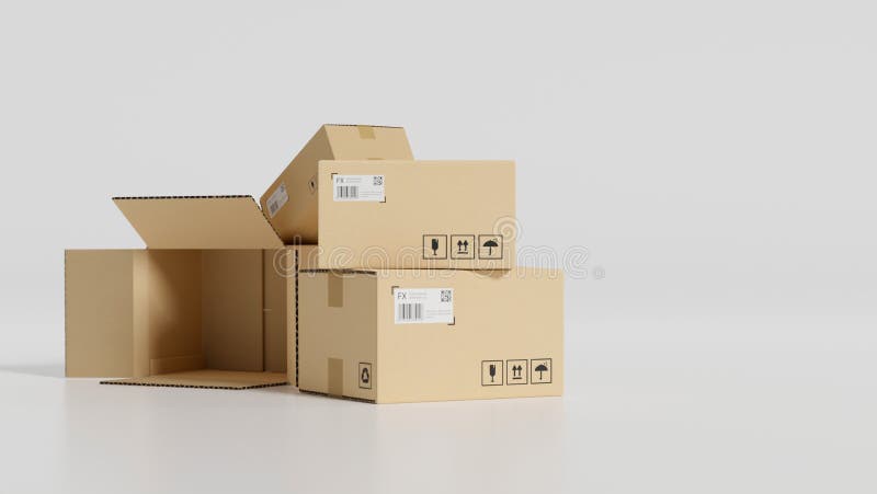 Shipping Parcel Packaging Boxes, Cargo Logistic Distribution Concept ...