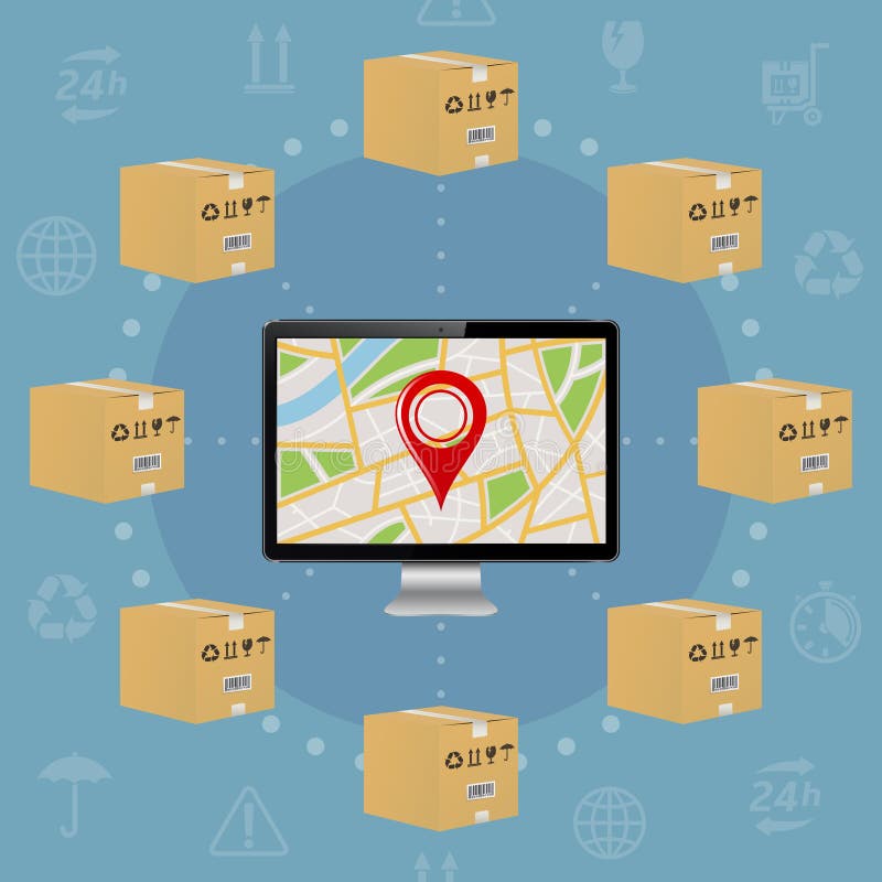 Shipping Parcel Tracking Order Flat Design Concept Stock Vector ...