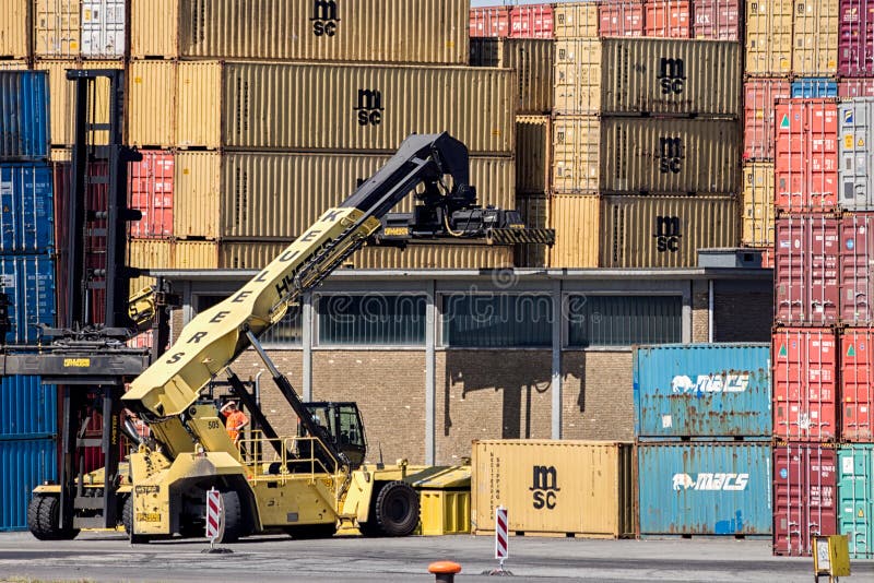 Shipping Port Container Handler Editorial Stock Image - Image of bulk ...