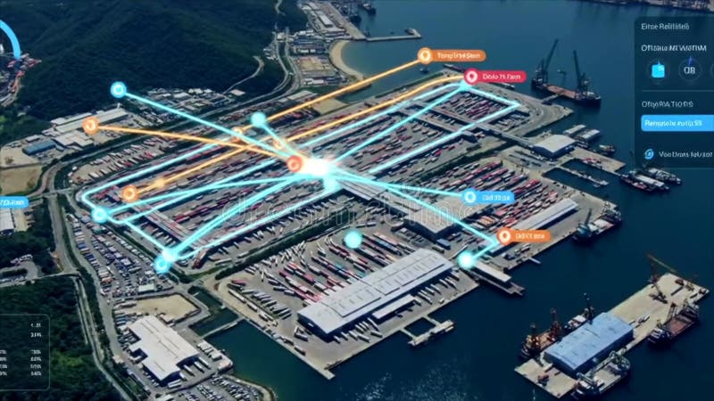 Shipping Port Container Tracking System Aerial View Stock Footage ...