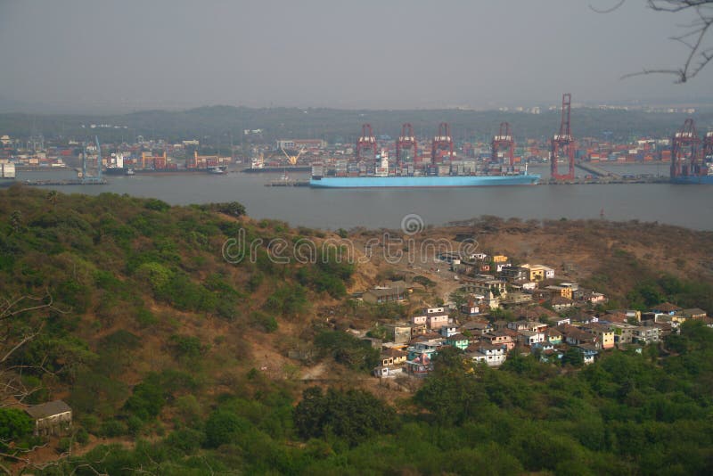 Shipping Port in India stock photo. Image of business - 69788570