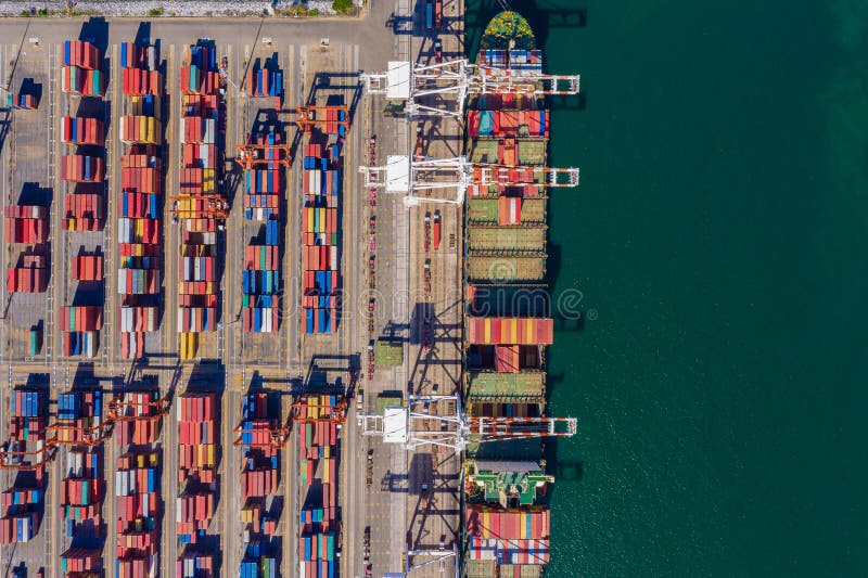 Shipping Port and Shipping Loading and Unloading Cargo Containers ...