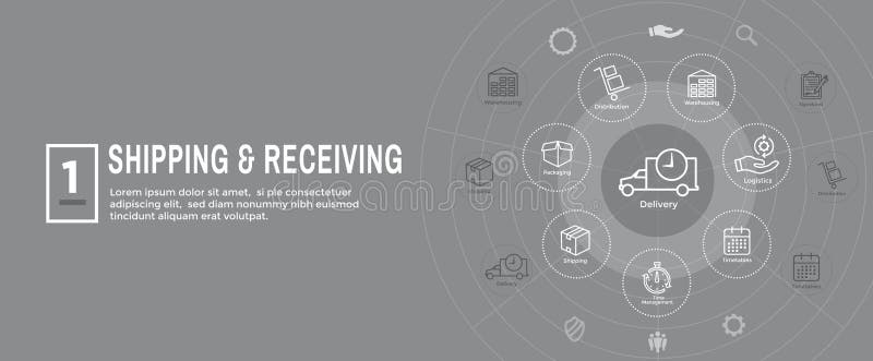 Shipping and Receiving Icon Set with Boxes, Warehouse, Checklist, Etc ...