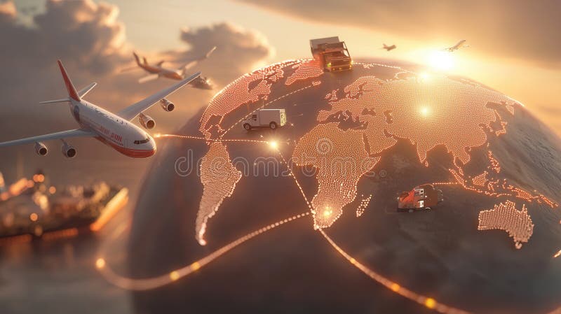 E Commerce Logistics Supply Chain Network Visualization Stock Photos ...