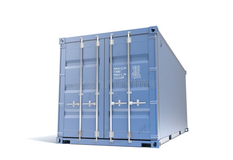 Shipping Sea Blue Container 20 Feet Isolated 3d Illustration Stock ...