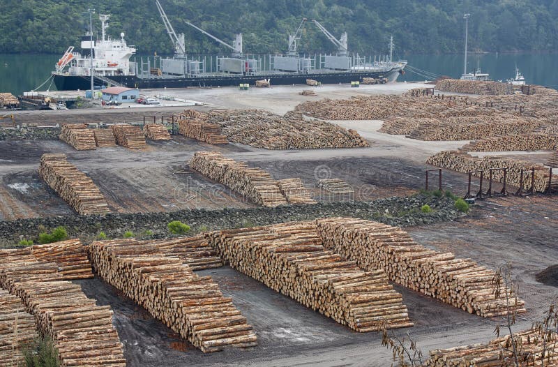 Shipping Timber in the Port of Picton Stock Image - Image of crane ...