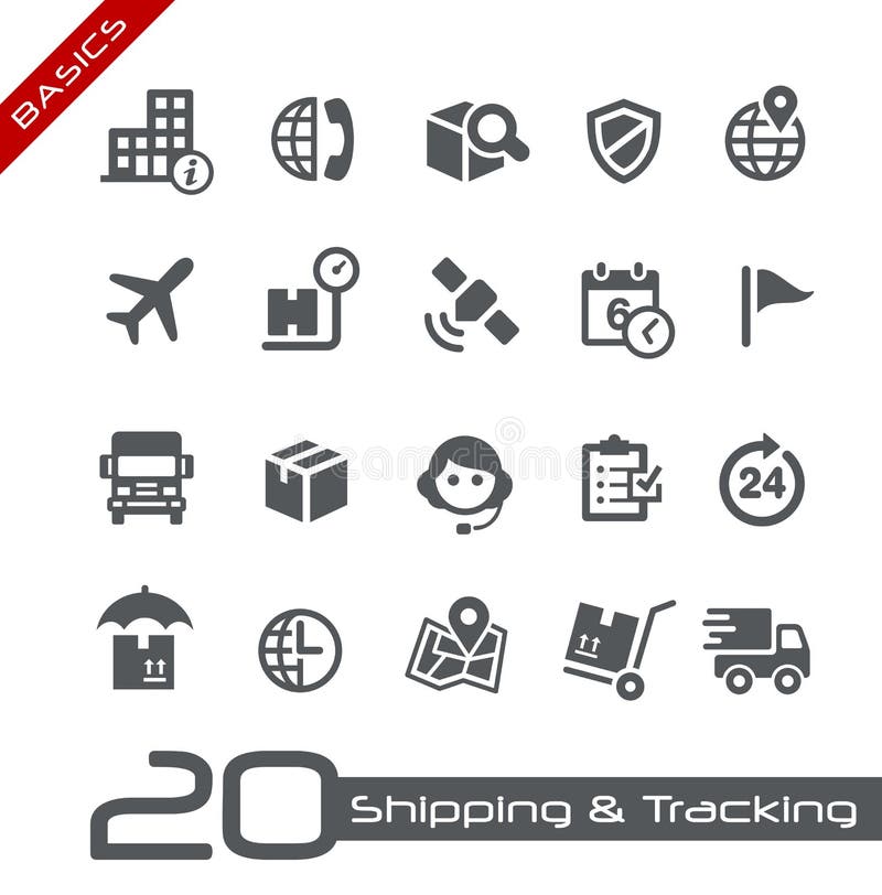 Shipping & Tracking Icons // Basics Series Stock Vector - Illustration ...