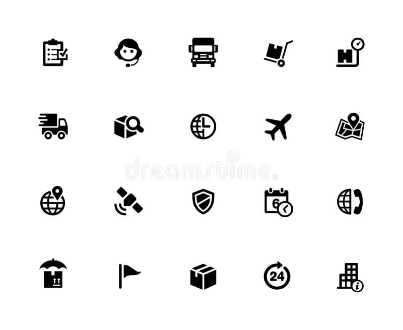 Shipping & Tracking Icons // 32 Pixels Icons White Series Stock Vector ...