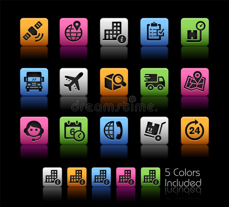 Shipping and Tracking Icons Stock Vector - Illustration of black ...