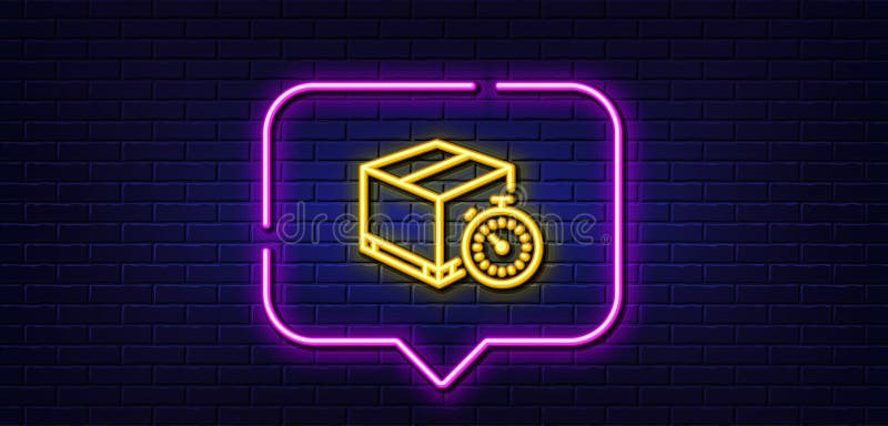 Shipping Tracking Line Icon. Delivery Timer. Neon Light Speech Bubble ...