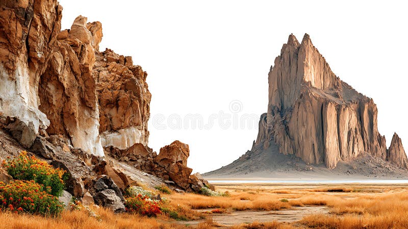 Shiprock New Mexico Desert Landscape Isolated White Background Stock ...