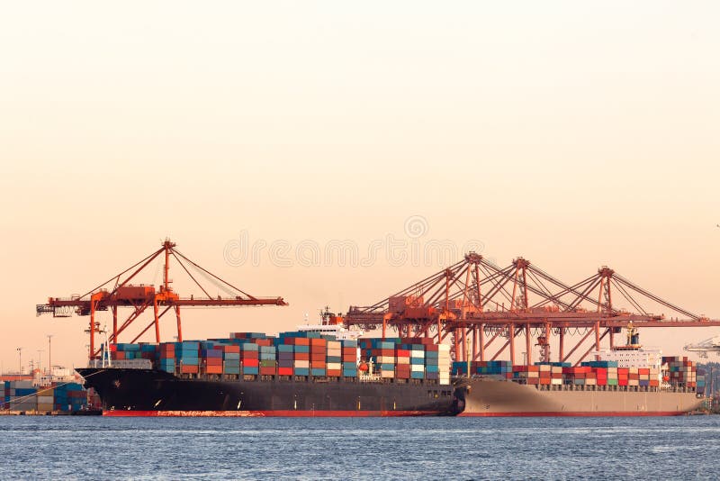 Shipping container loading stock image. Image of transportation - 8368843