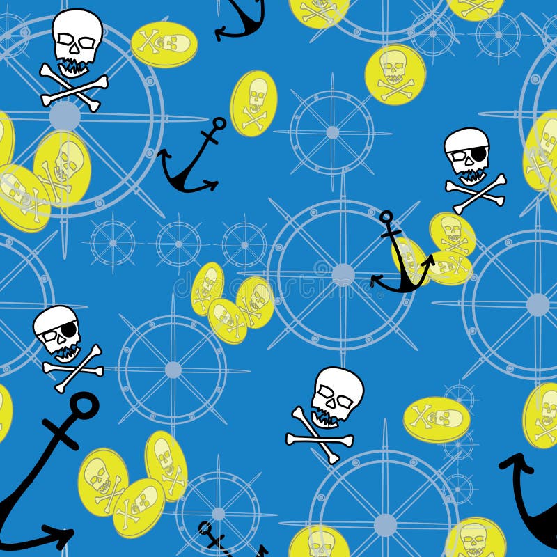 Ships Ahoy Pirate Skull Pattern Repeat Vector Stock Vector ...