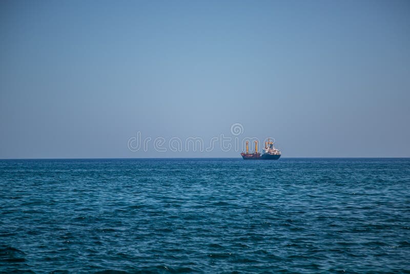 Ships at the Anchor in the Middle of the Sea. Stock Photo - Image of ...