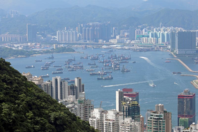 Ships Anchored in the Strait Victoria Stock Photo - Image of cargo ...