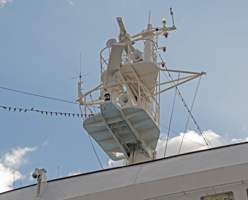 Ships Antenna and Navigation System in a Sky Stock Photo - Image of ...