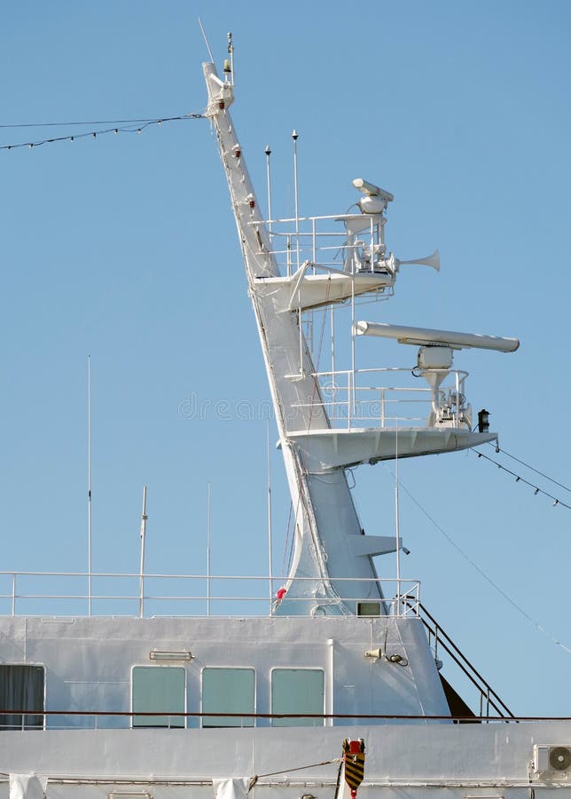 Ships Antenna and Navigation System in a Sky Stock Image - Image of ...