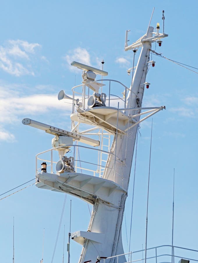 Ships Antenna and Navigation System in a Sky Stock Photo - Image of ...