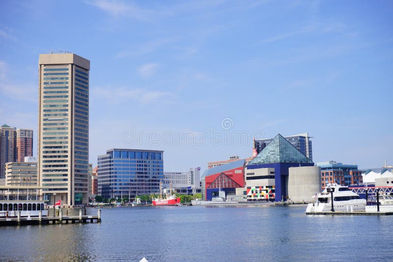 Ships in Baltimore Inner Harbor Editorial Stock Photo - Image of green ...