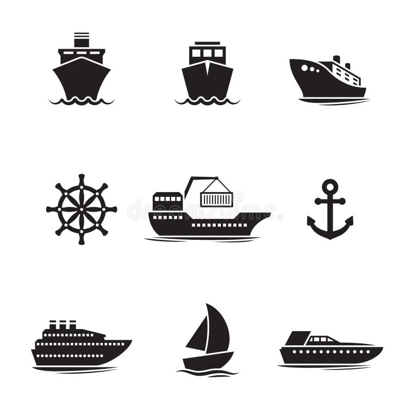 Boat icons set stock illustration. Illustration of background - 98711731