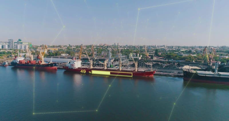 Ships with Coal in the Seaport. Visualization of Ships in the Port ...