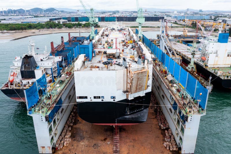 Ships in Dry Dock Under Repair and Maintenance Stock Image - Image of ...