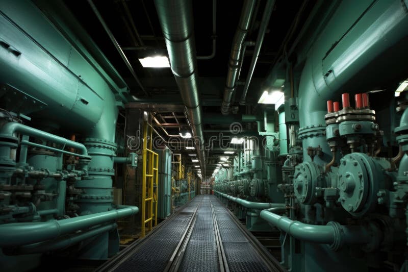 A Ships Engine Room in Action Stock Image - Image of engineering ...