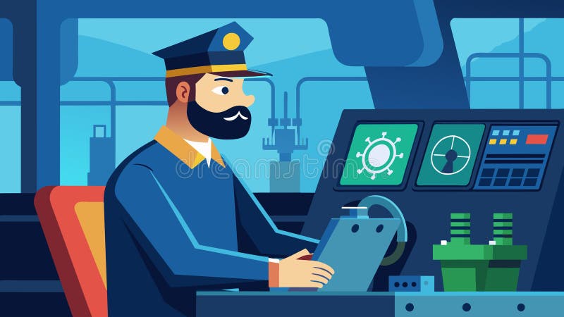 The Ships Engineer Monitors the Marine Diesel Engine Closely Making ...