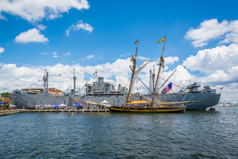 Ships in the Harbor in Fells Point, Baltimore, Maryland Editorial Photo ...