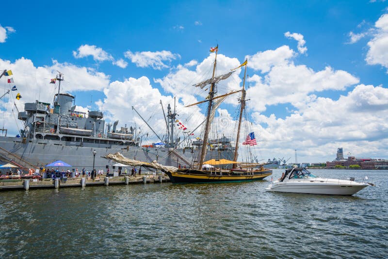 Ships in the Harbor in Fells Point, Baltimore, Maryland Editorial Photo ...