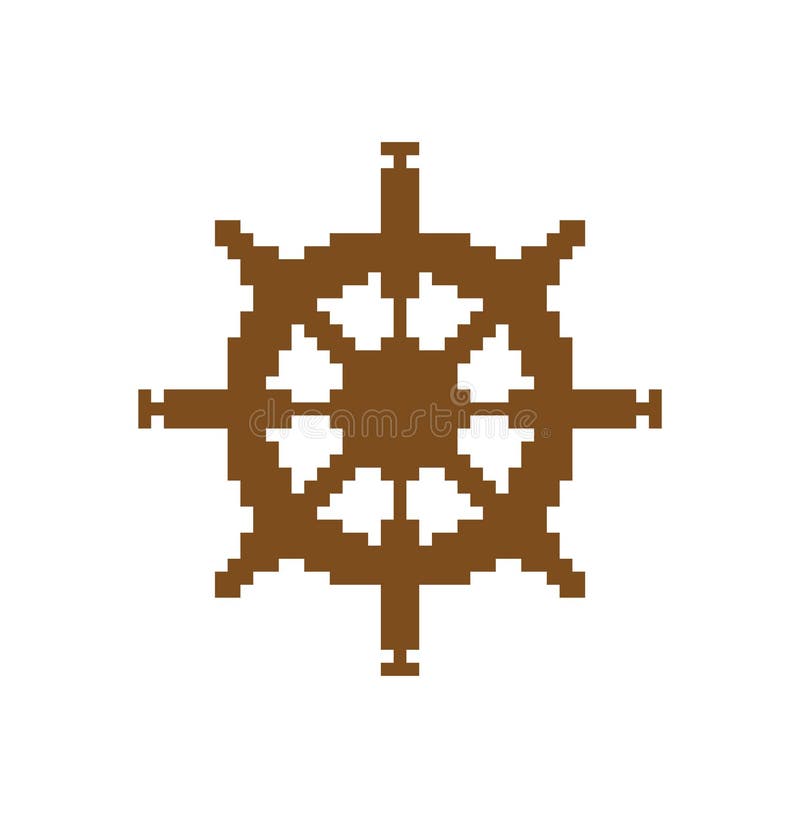 Ships Helm Pixel Art. 8 Bit Vector Illustration Stock Vector ...
