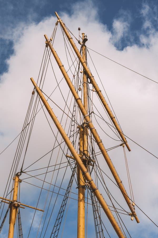 Ships mast and rope stock photo. Image of sailboat, knot - 147848812